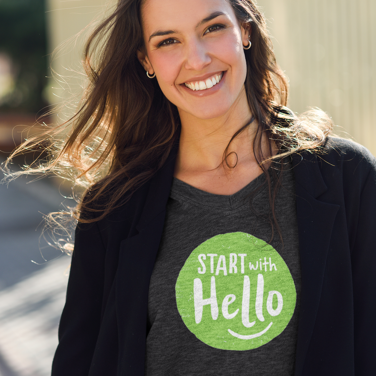 Women's Start With Hello V-Neck Tee – Sandy Hook Promise